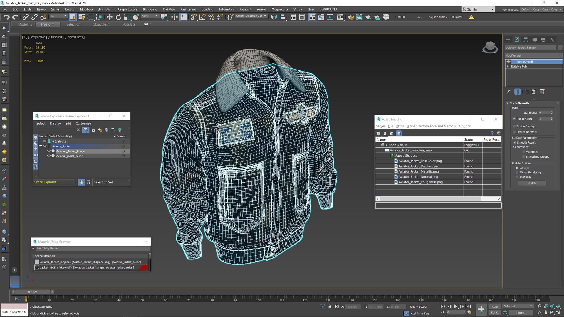3D Model Aviator Jacket - TurboSquid 2279678