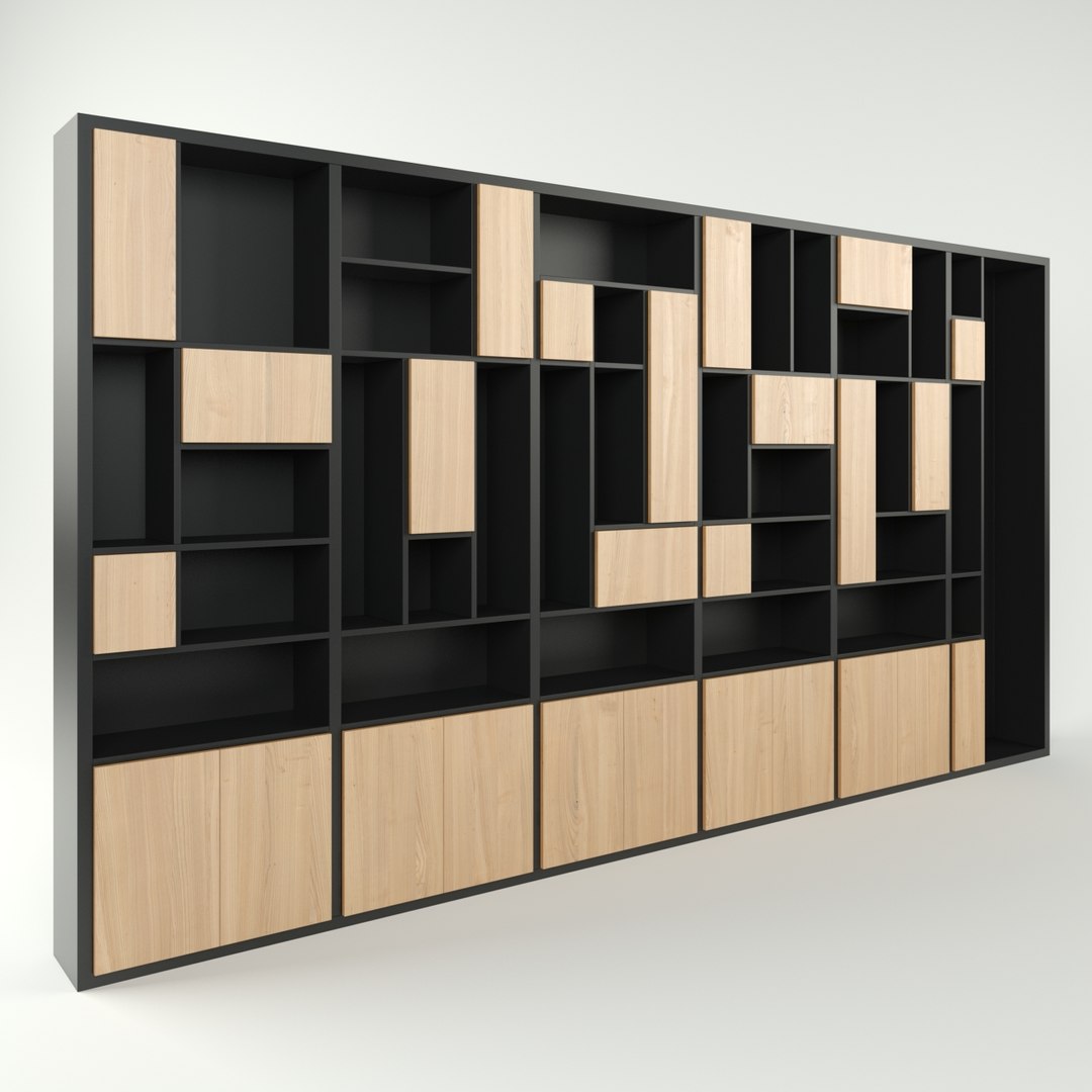 3D wide modern 6-section cabinet - TurboSquid 1385889