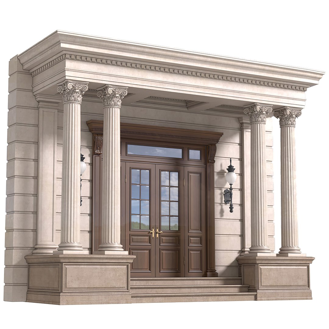 Entrance To The House. Classic Porch .Entry Group 3D Model - TurboSquid ...