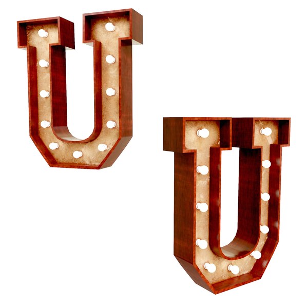 Marquee U wooden glow sign 3dmodel3D模型 - TurboSquid 1976017