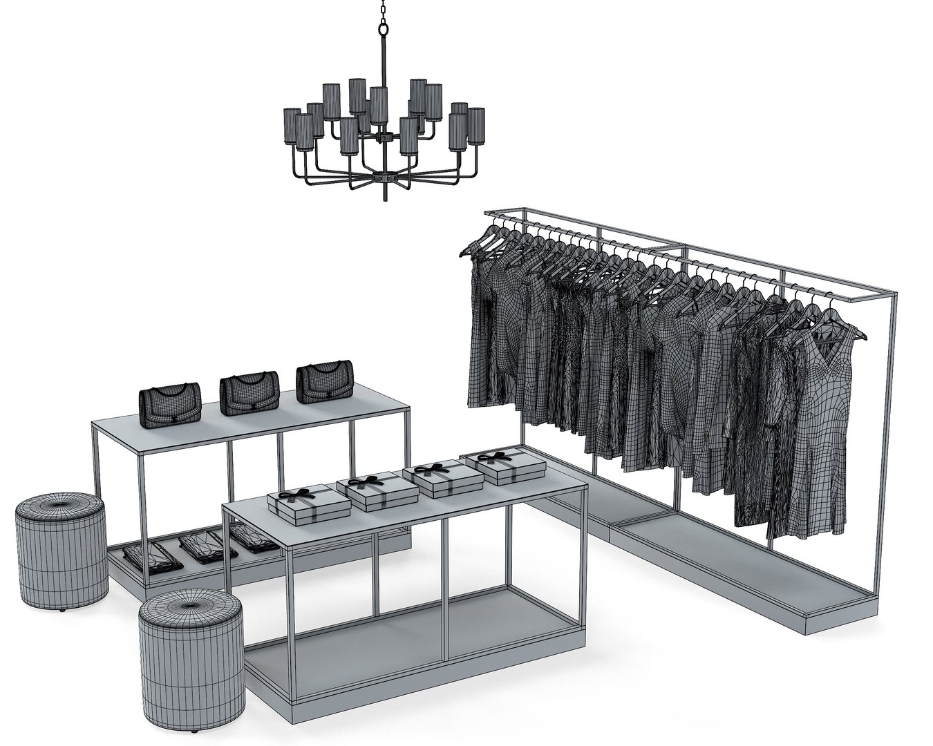 3D Model Cloth Shop Store Boutique Interior - TurboSquid 2312206