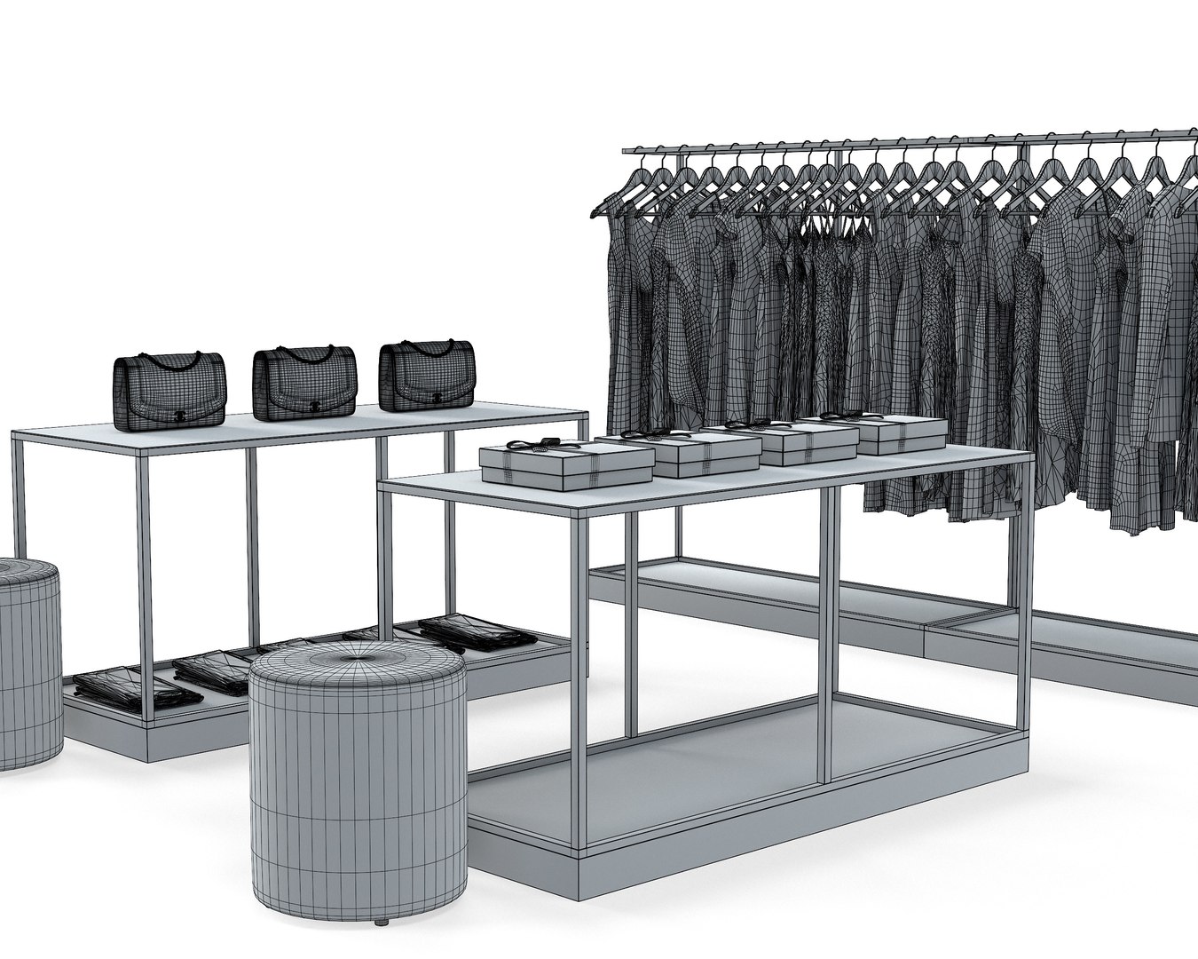 3D Model Cloth Shop Store Boutique Interior - TurboSquid 2312206