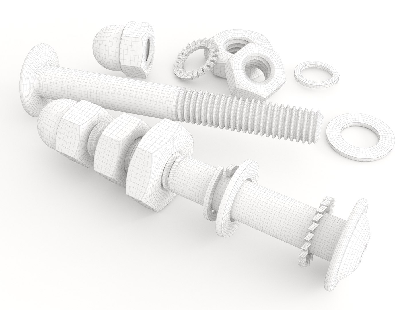 Screw With Nut 05 3D Model - TurboSquid 1858141