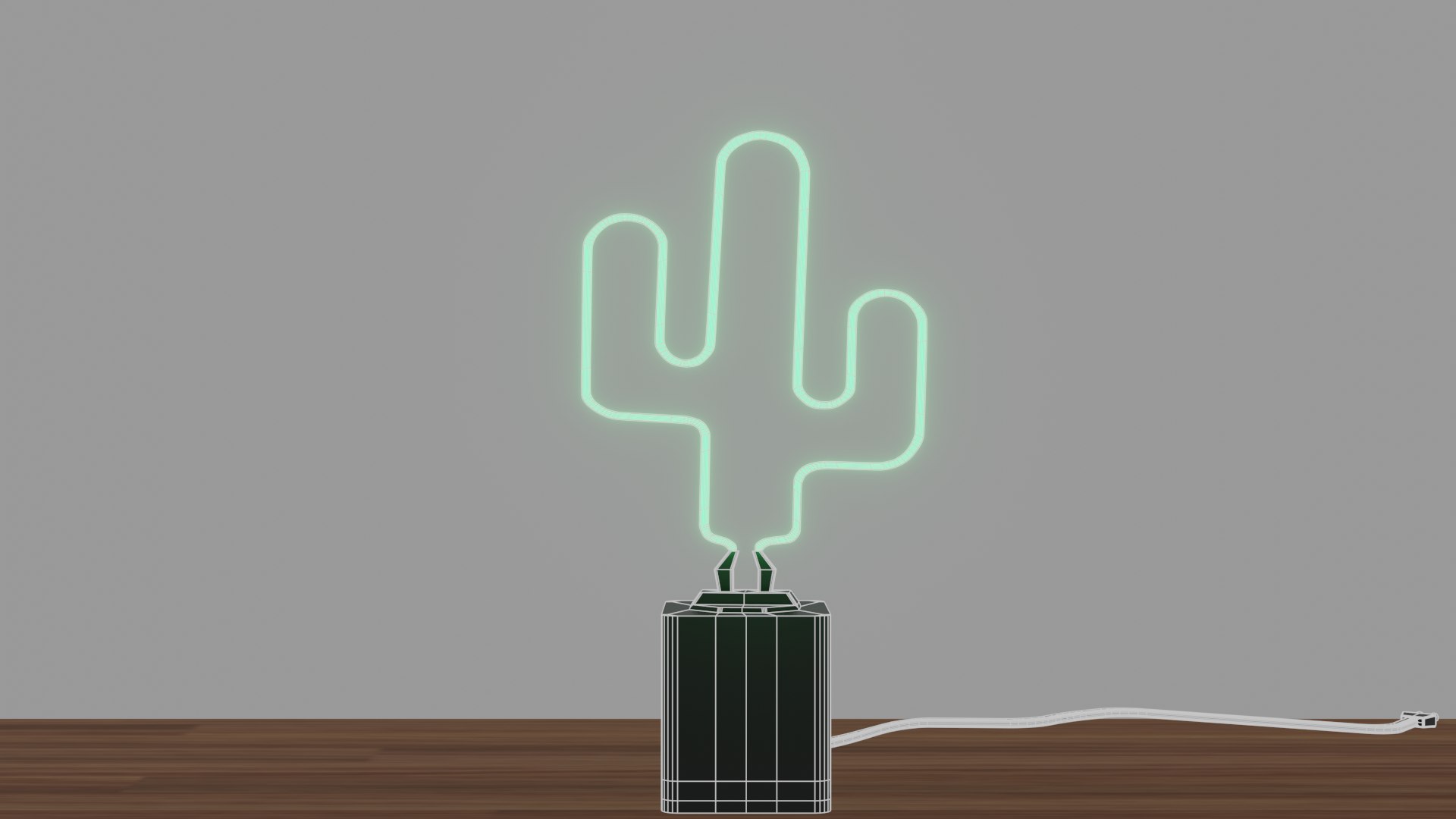 Neon lamp cactus decoration model - TurboSquid 1627538