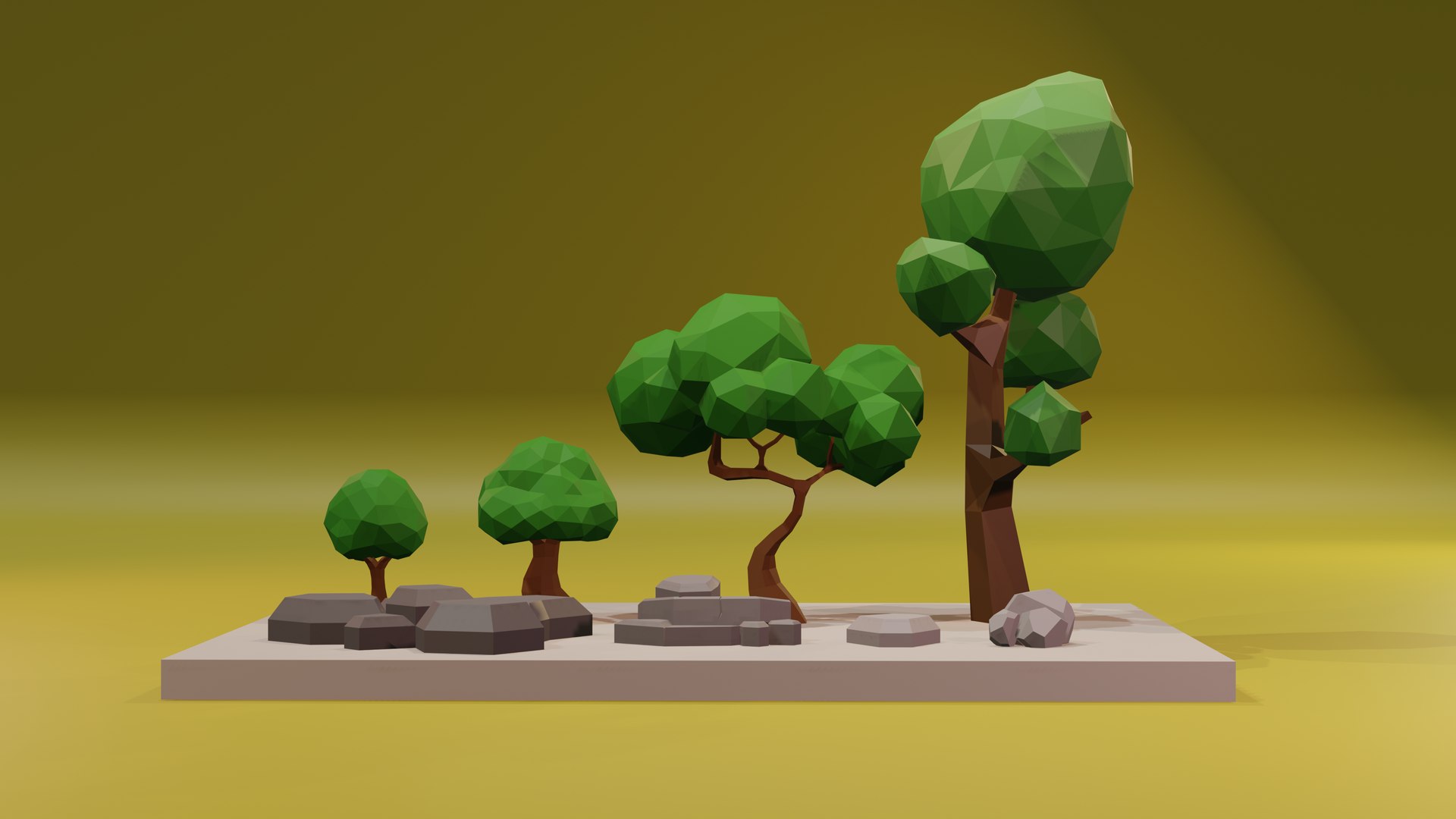 3D Low Poly Trees And Rocks Collection Model - TurboSquid 2028203