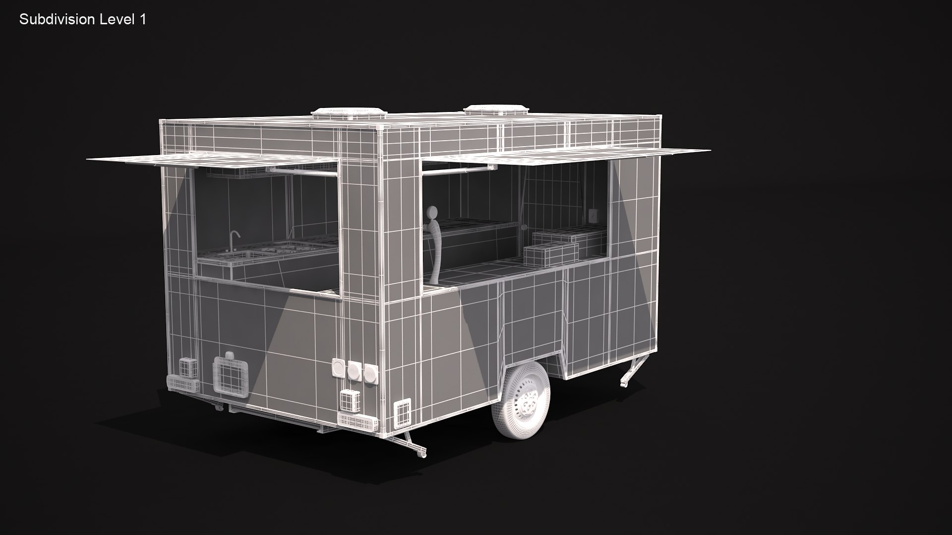 3D Model Catering Single Axle Trailer - TurboSquid 1481303