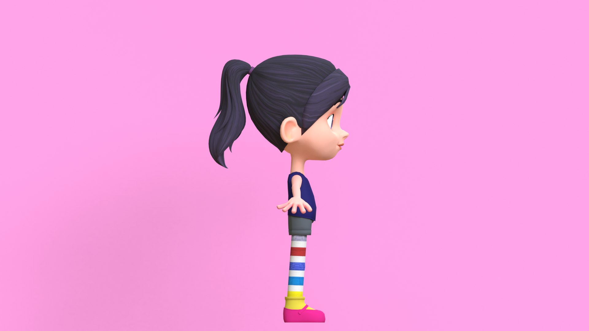 Sticky Cartoon Girl Charcater Model - TurboSquid 1760320
