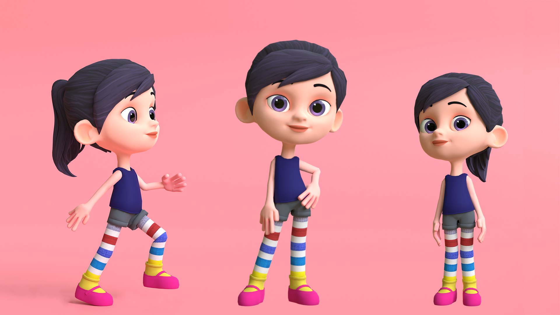 Sticky Cartoon Girl Charcater model - TurboSquid 1760320