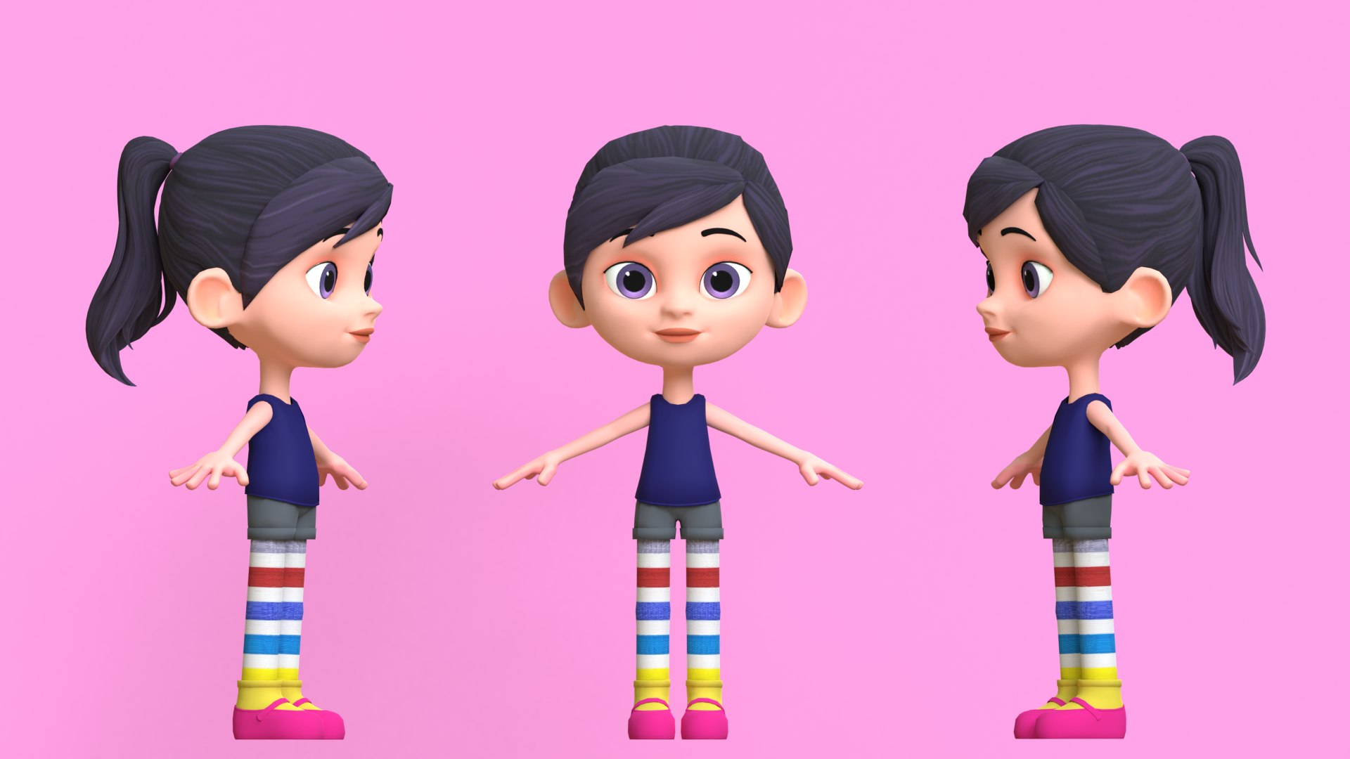 Sticky Cartoon Girl Charcater Model - TurboSquid 1760320