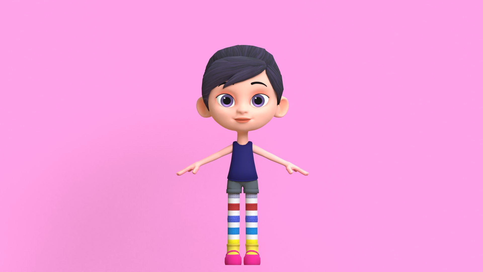 Sticky Cartoon Girl Charcater Model - TurboSquid 1760320