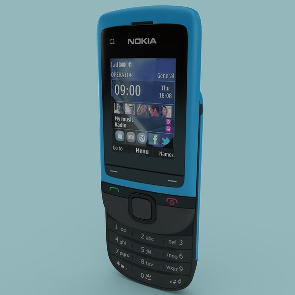 nokia c2 05 blue 3d model