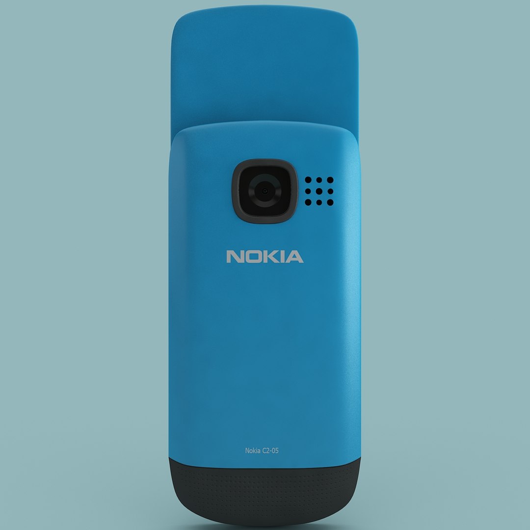 nokia c2 05 blue 3d model