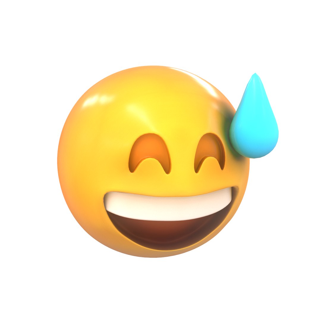 Emoji Grinning Face Sweat Model - TurboSquid 1400141