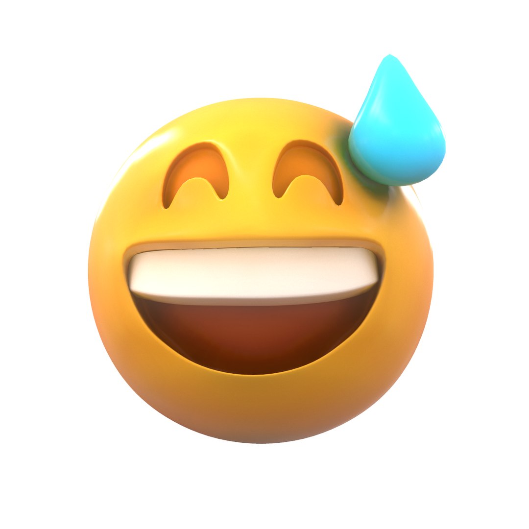 Emoji Grinning Face Sweat Model - TurboSquid 1400141