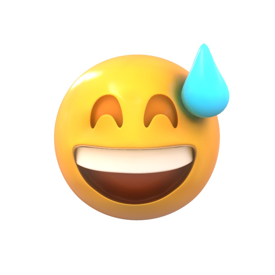 Emoji Grinning Face Sweat Model - TurboSquid 1400141
