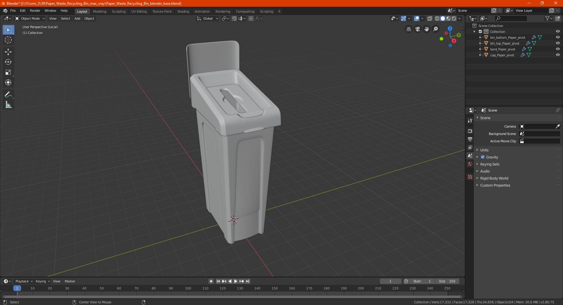 3D Paper Waste Recycling Bin model - TurboSquid 1807726