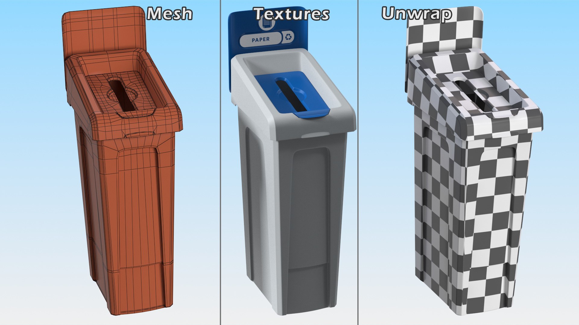 3D Paper Waste Recycling Bin Model - TurboSquid 1807726