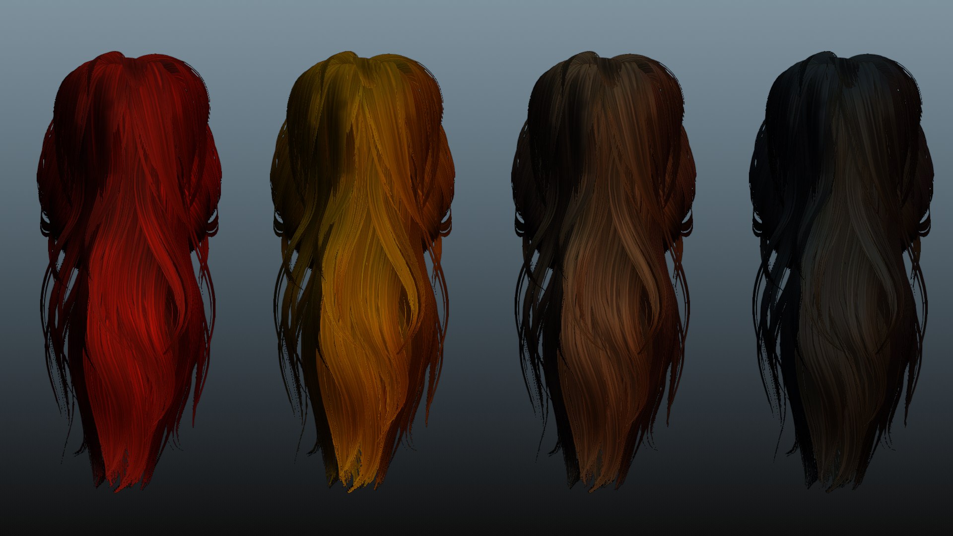 3D Female Hair Low Poly 4 Colors - TurboSquid 2129860