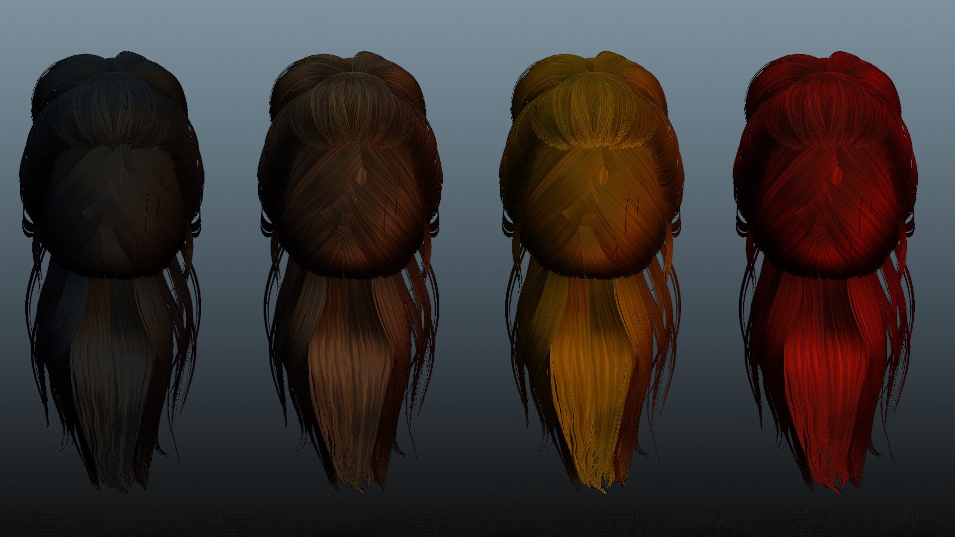 3D Female Hair Low Poly 4 Colors - TurboSquid 2129860
