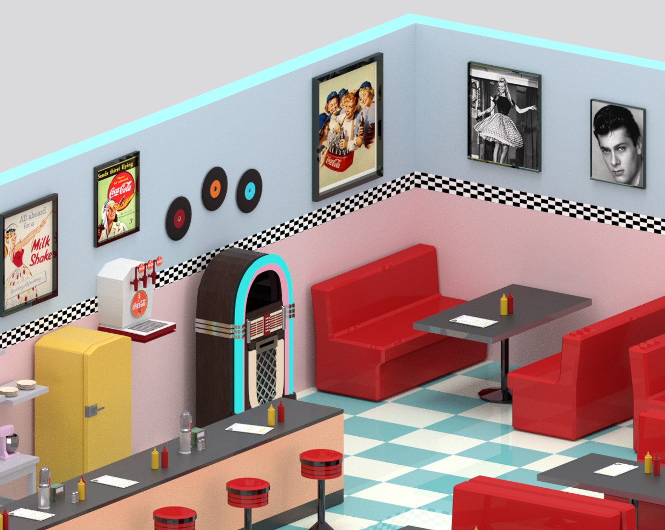 50 Diner 3D Model - TurboSquid 1221376