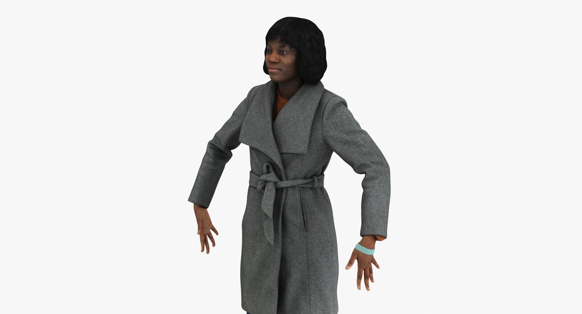3D Aaliyah Casual Winter A Pose model - TurboSquid 2020922