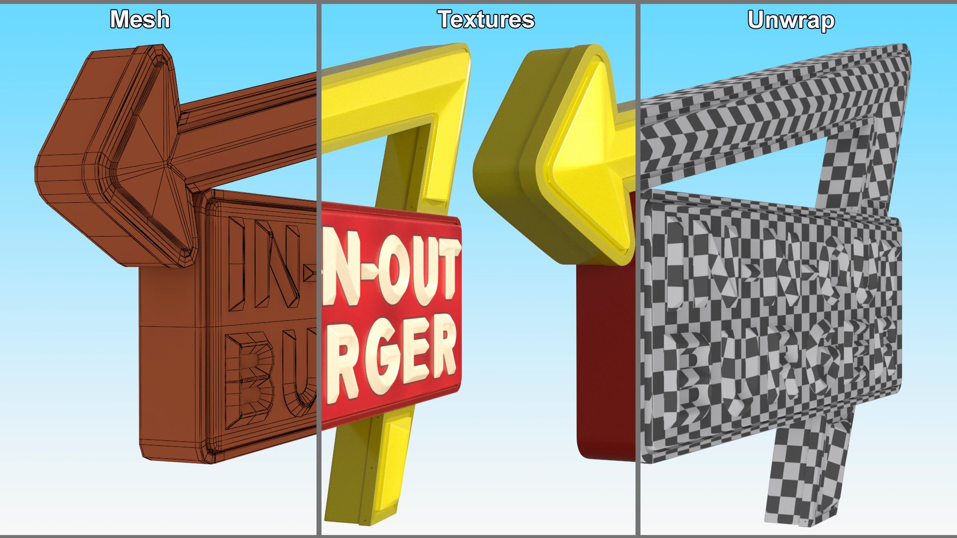 In N Out Burger Sign Light 3D Model - TurboSquid 2278828