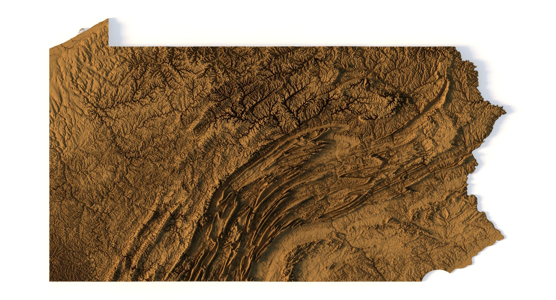 modelo 3d Proyecto 3D del modelo STL del estado de Pensilvania ...