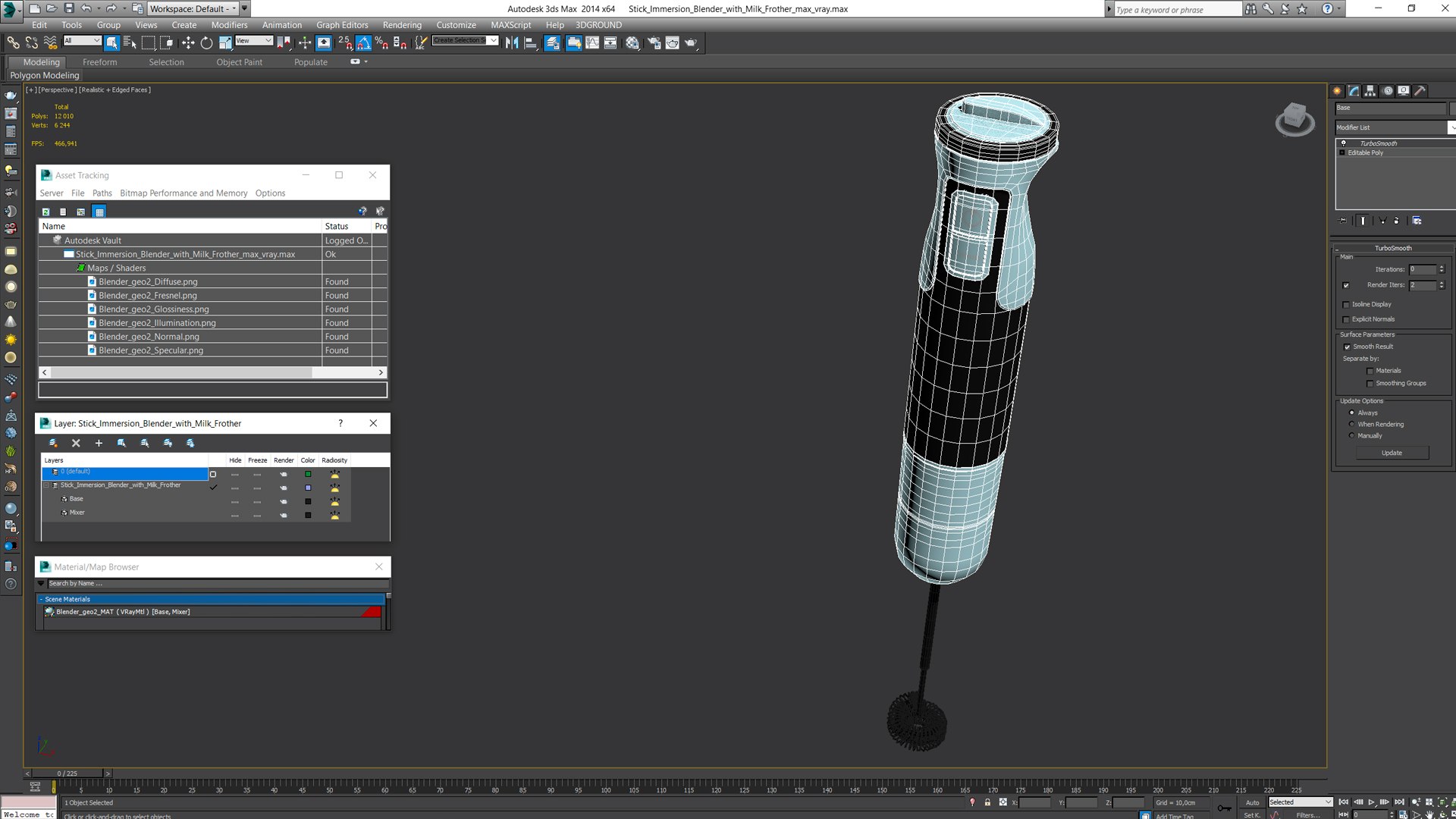 3D Stick Immersion Blender With Milk Frother - TurboSquid 2162287