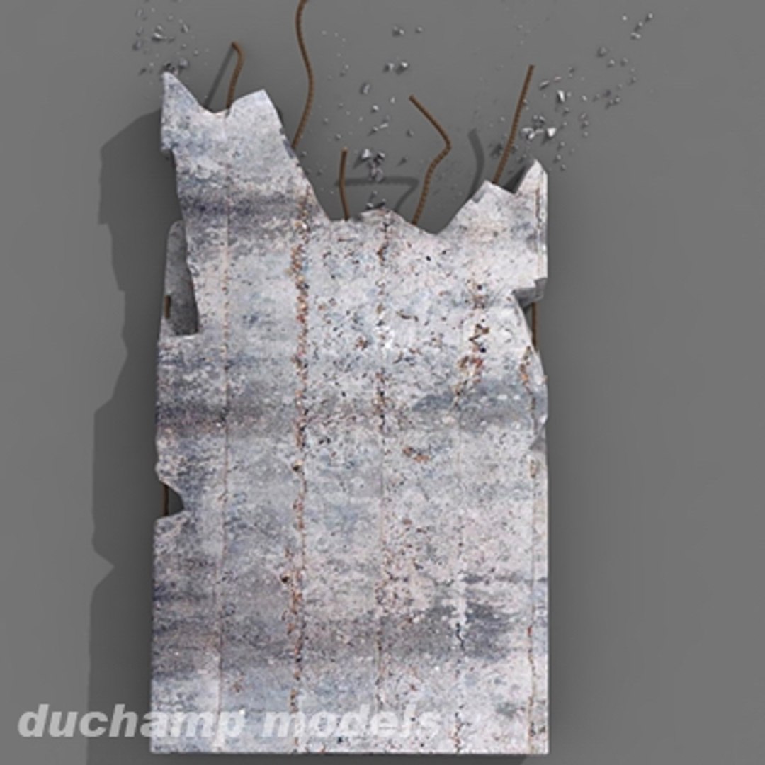 Reinforced Concrete Wall Debris 3d Model