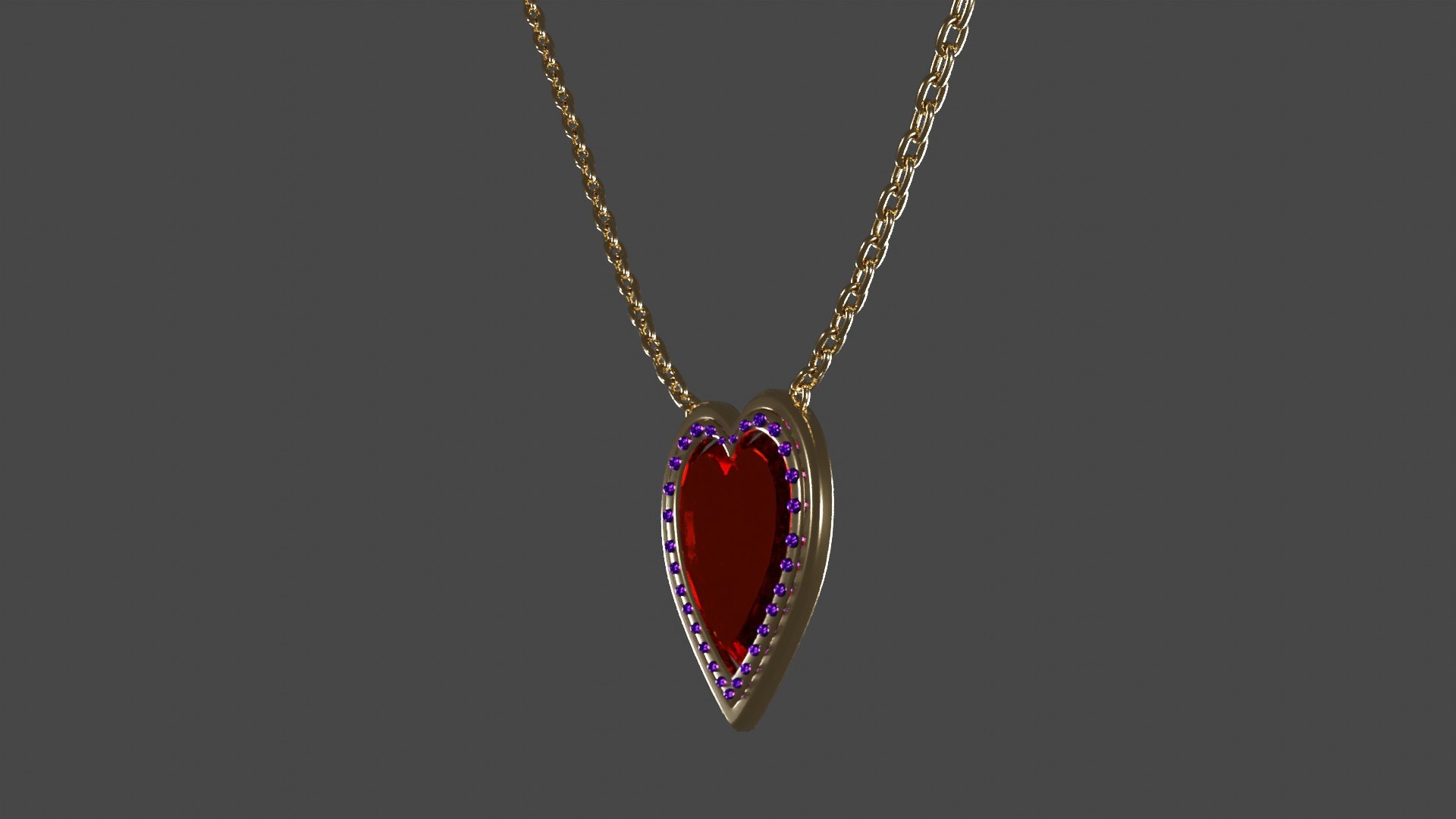 3D Ruby Heart Love Necklace Model - TurboSquid 2115863