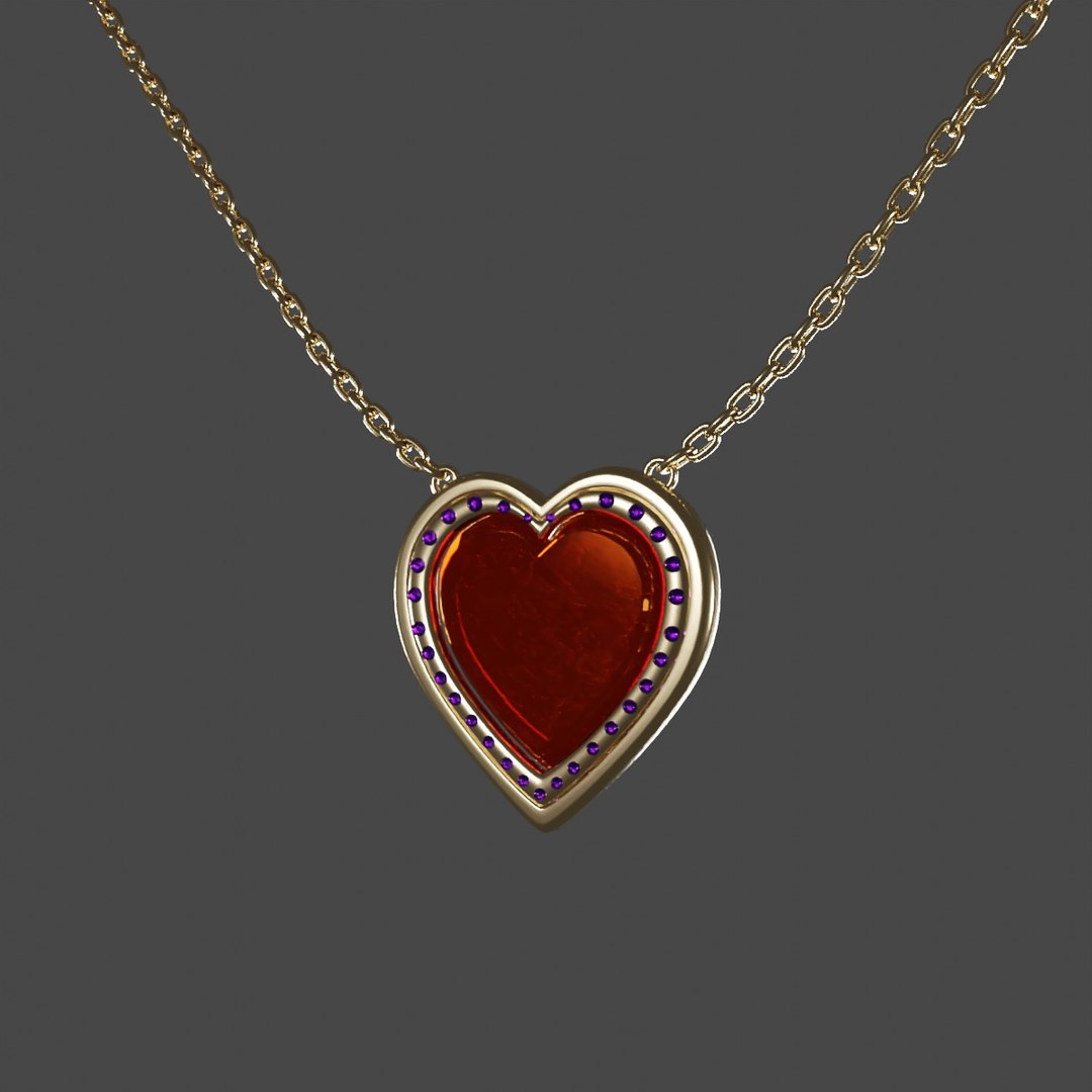 3D Ruby Heart Love Necklace Model - TurboSquid 2115863
