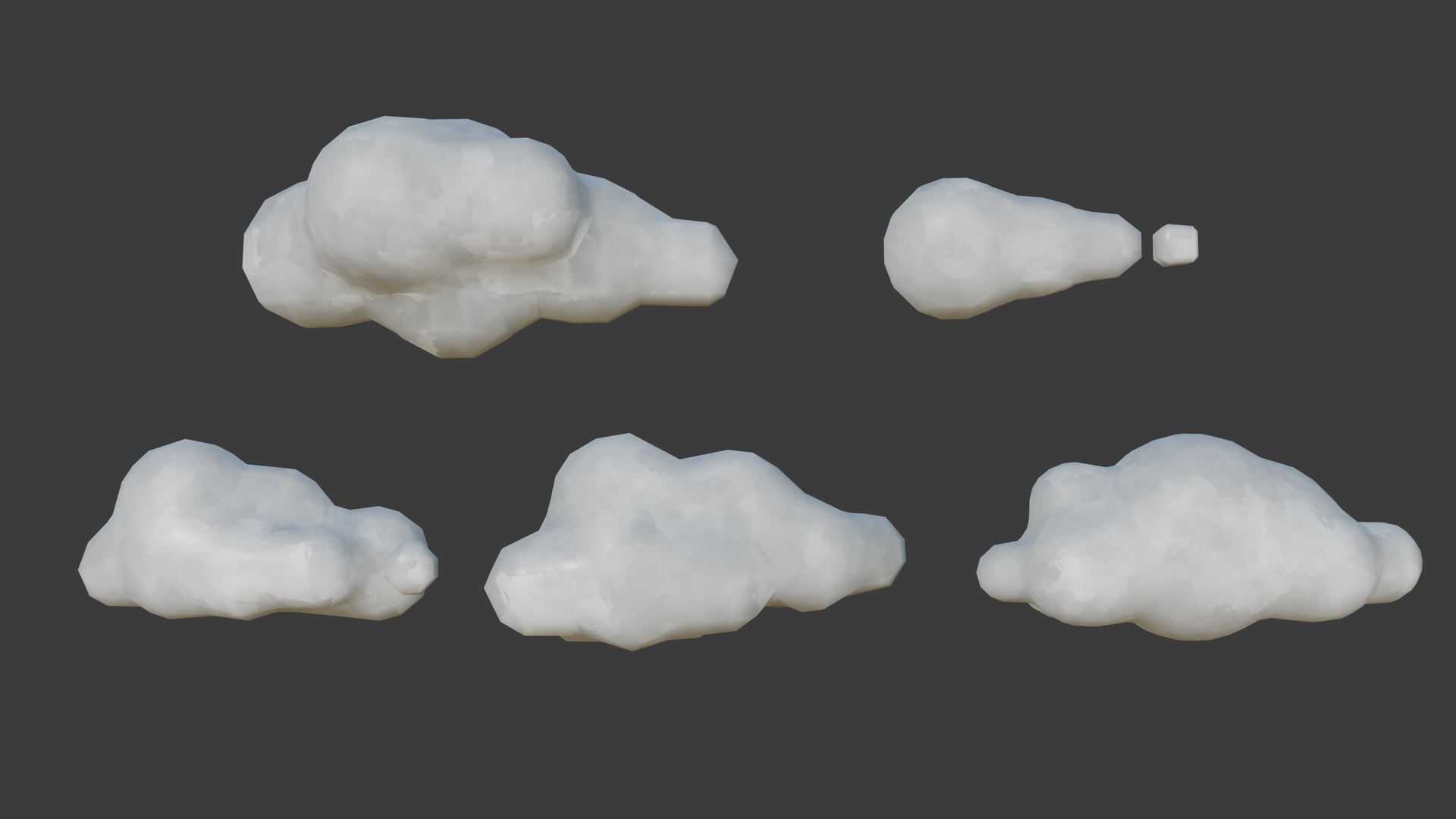 Low Poly Dirty Cloud Pack 3D Model - TurboSquid 2201229