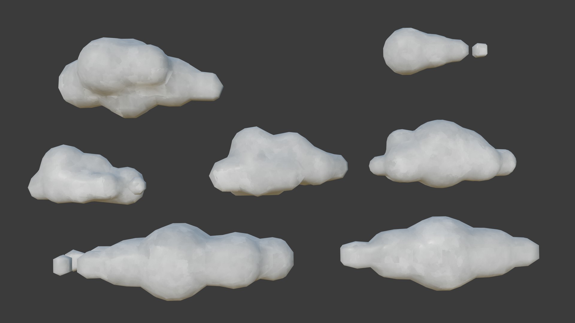 Low Poly Dirty Cloud Pack 3D Model - TurboSquid 2201229