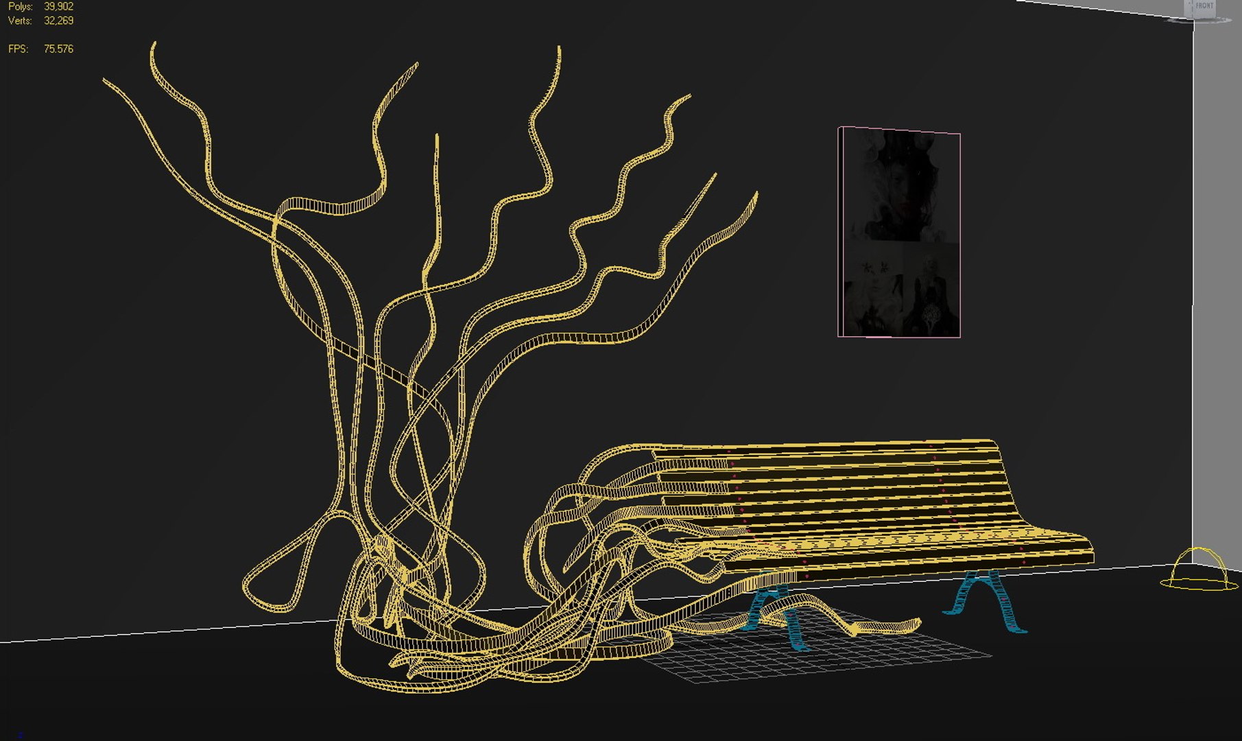 alive tree bench - 3d 3ds