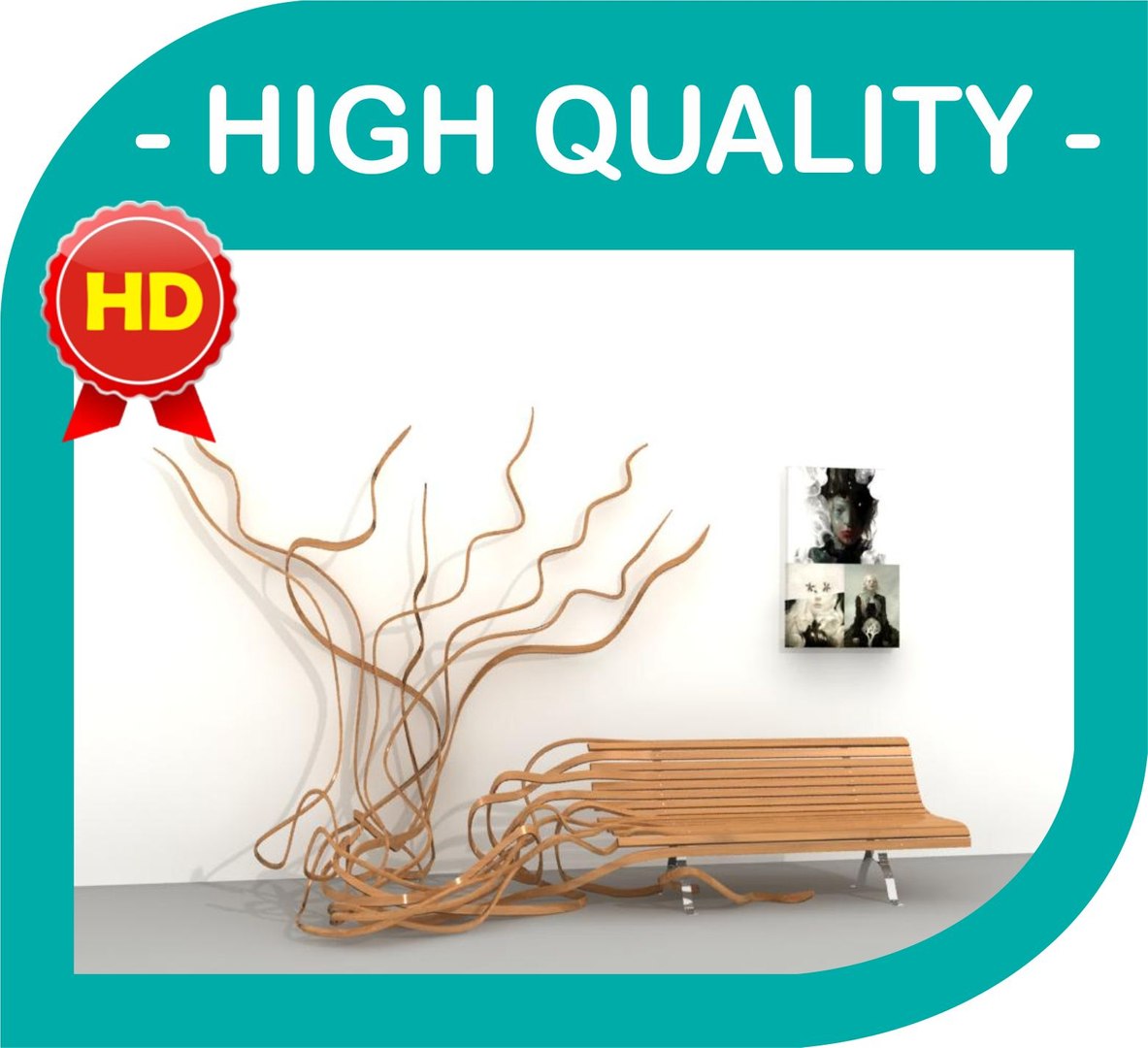 alive tree bench - 3d 3ds