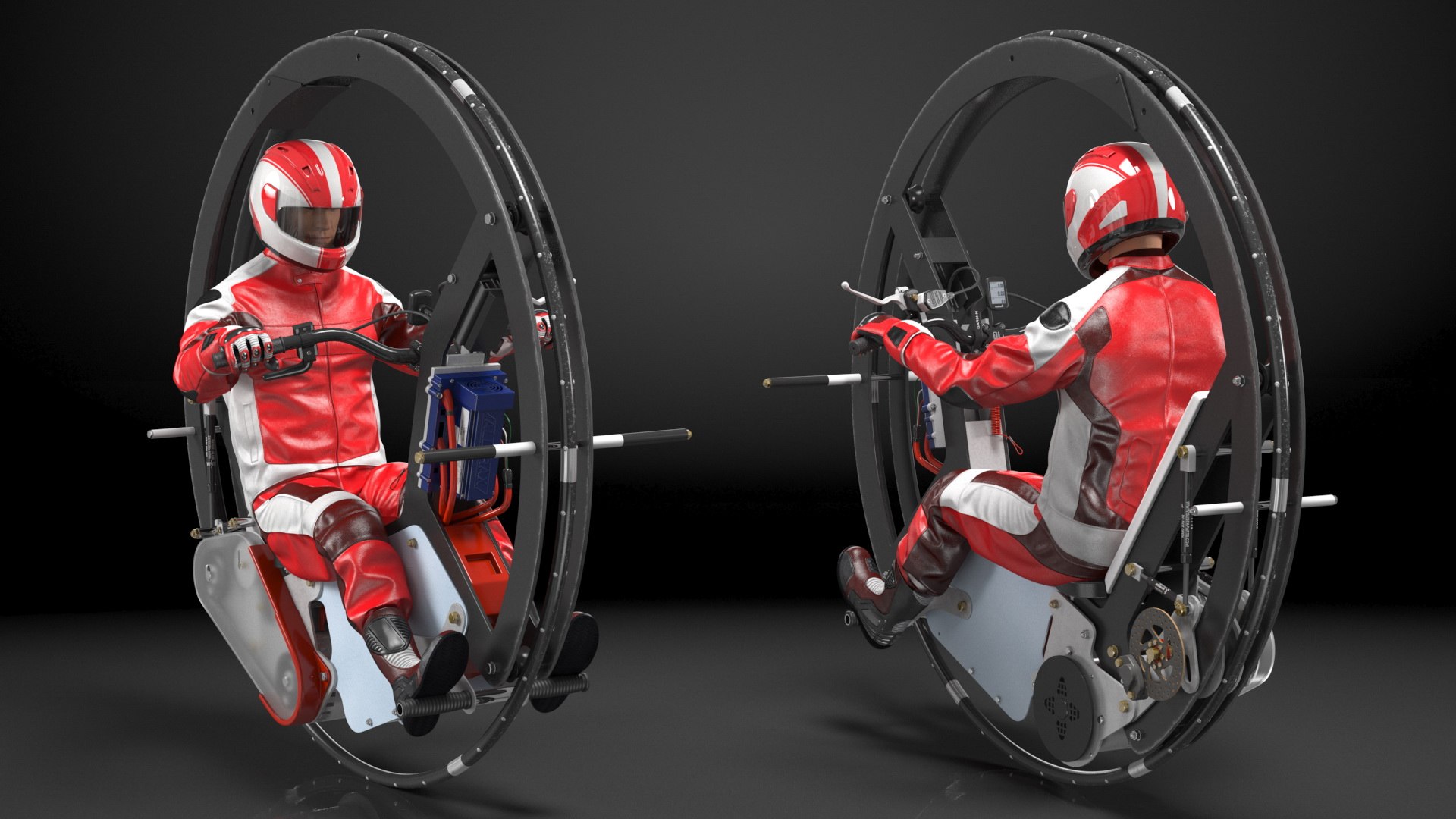 Monowheel Motorcycle With Rider 3D - TurboSquid 1855714