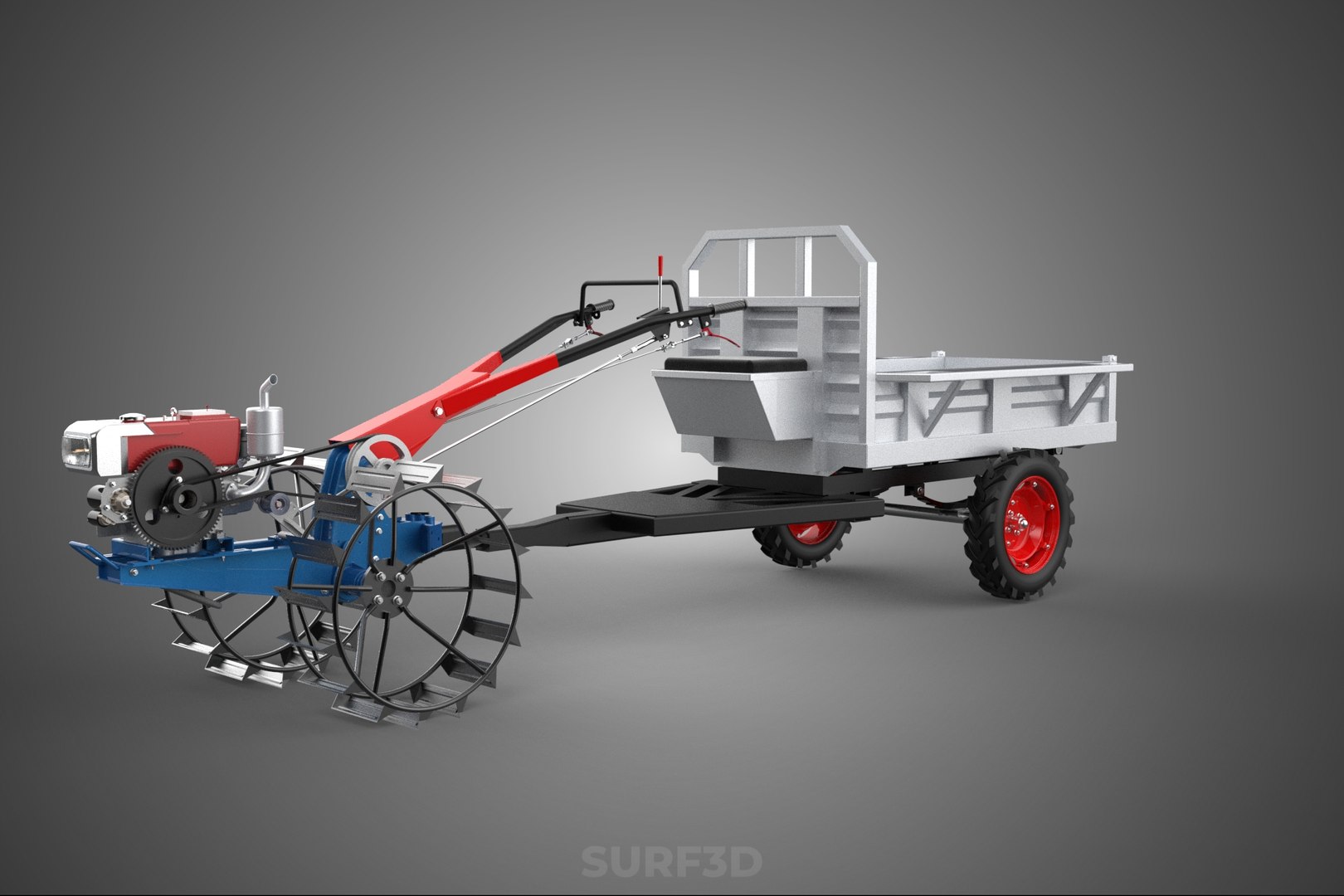 TRACTOR TRAILER CAR RURAL VEHICLE TRANSPORT WAGON FARMER HAULER 3D ...