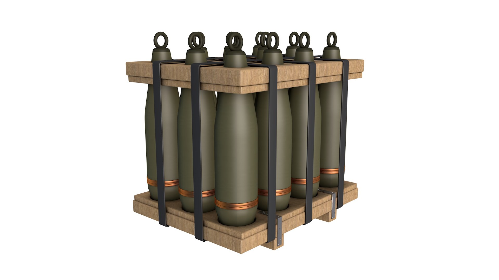 Military Artillery Shells 155mm In Transport Pallet 3D Model ...