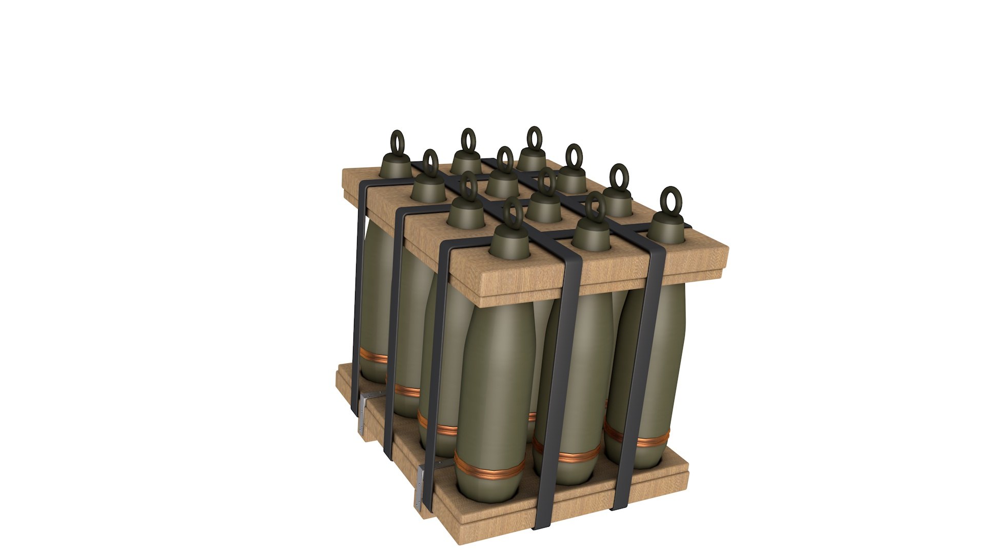 Military Artillery Shells 155mm In Transport Pallet 3D Model ...