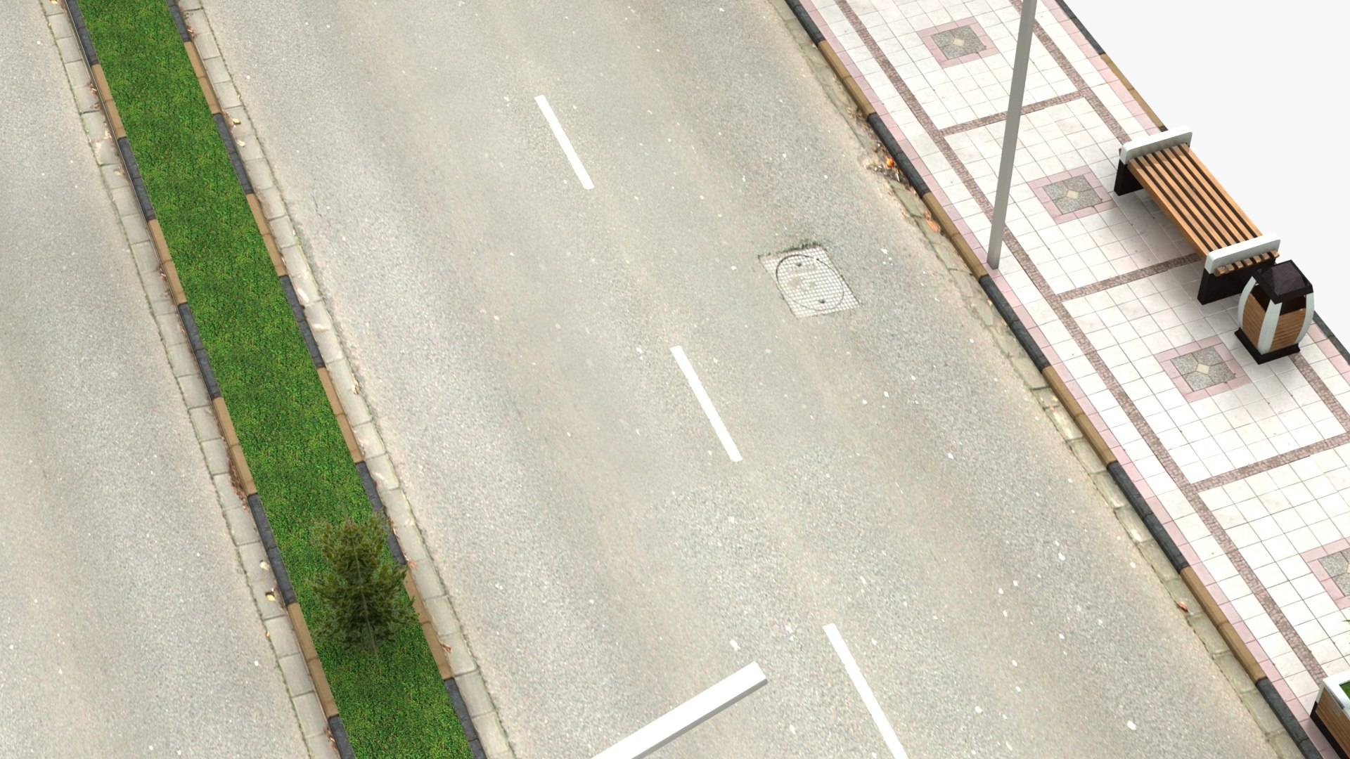 3D Model Sidewalk Road Walk - TurboSquid 1231942