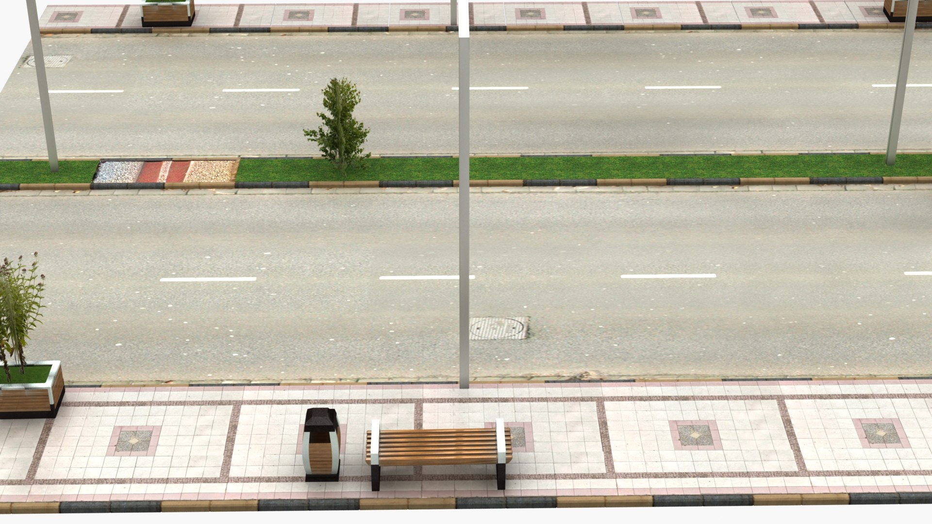 3D Model Sidewalk Road Walk - TurboSquid 1231942