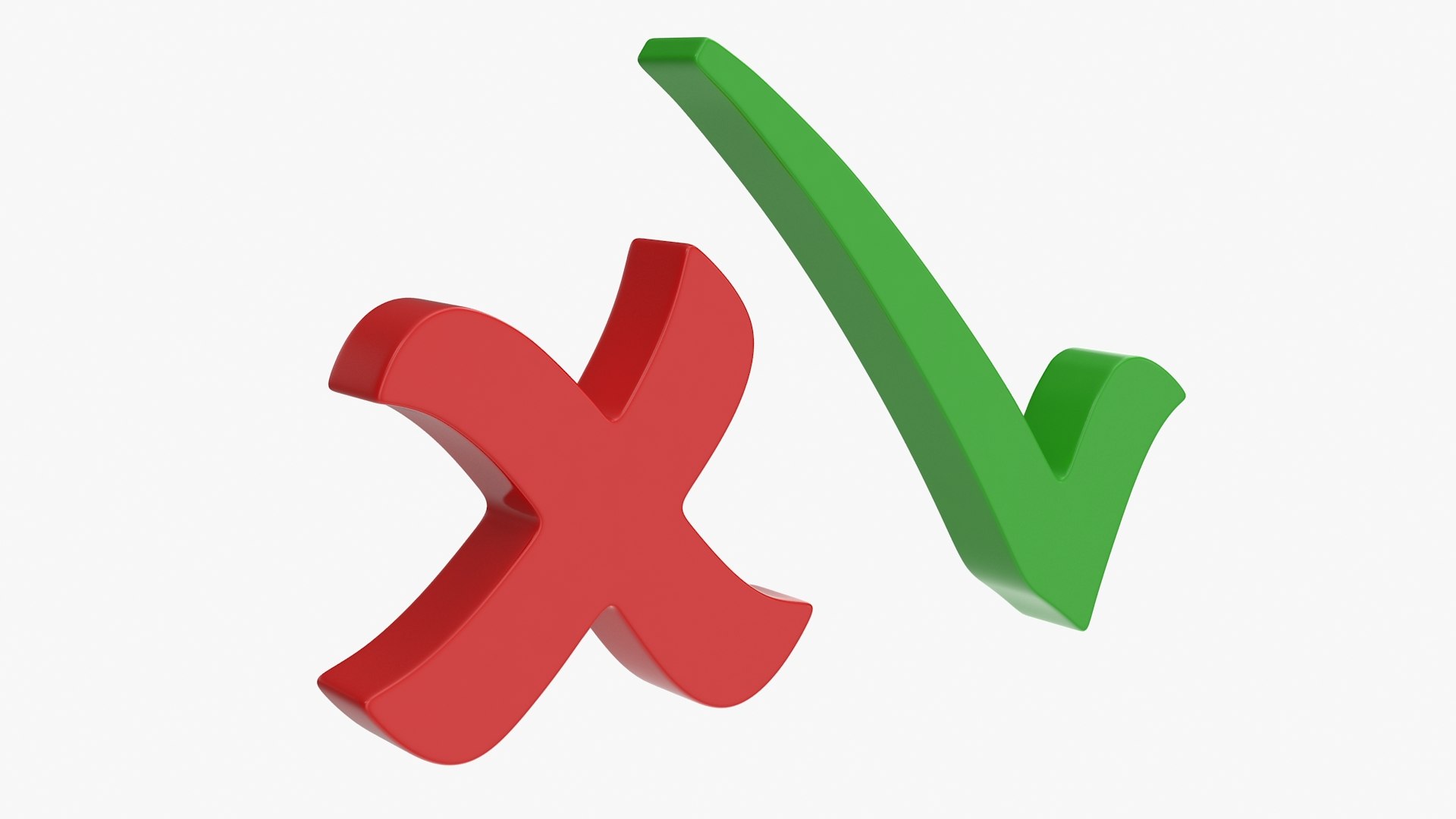 3D check mark cross - TurboSquid 1641814