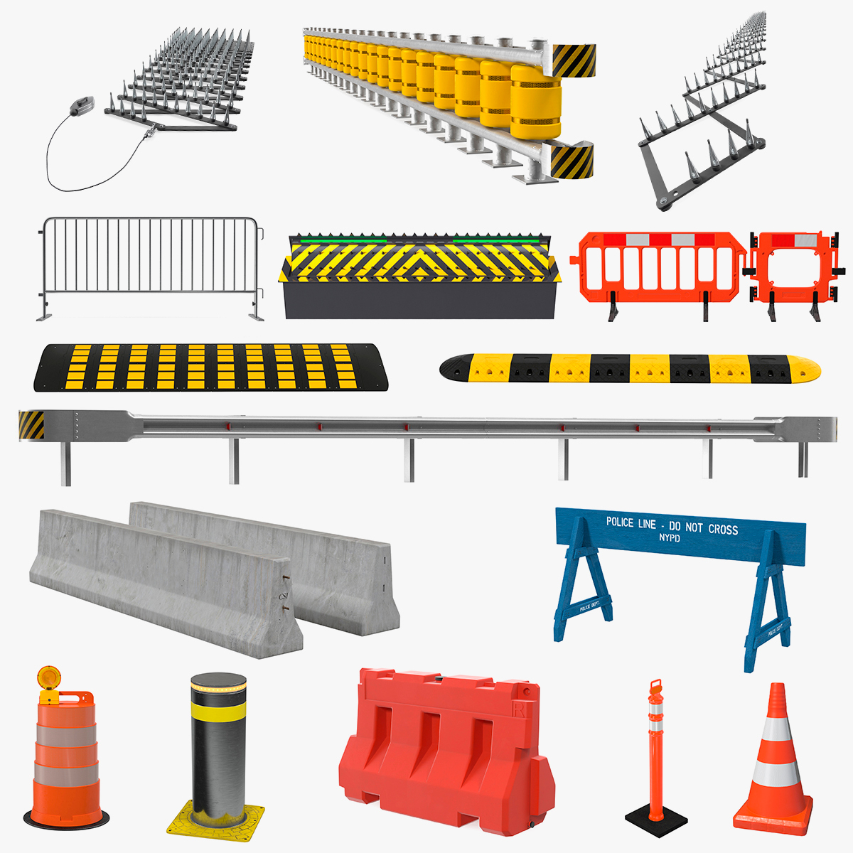 Road Barriers Collection 12 3D model - TurboSquid 1839474