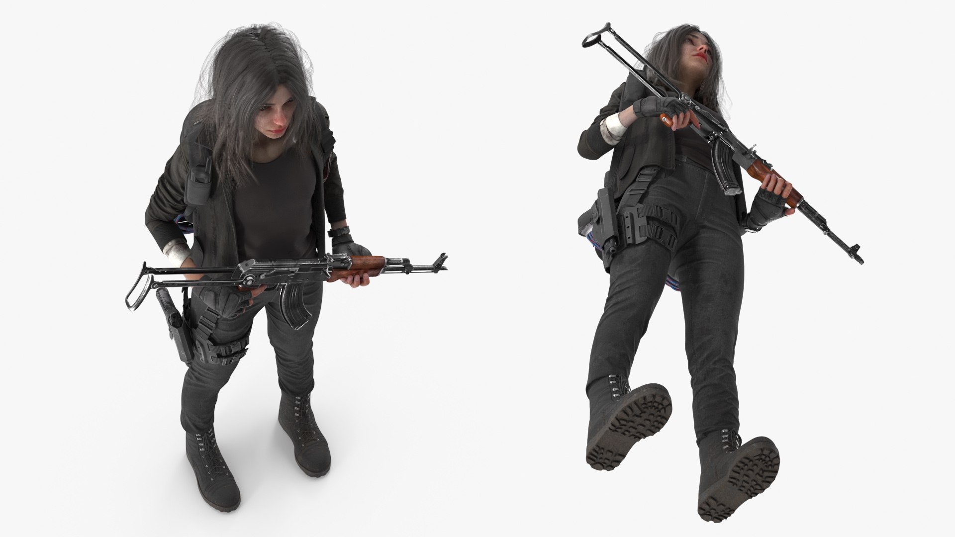 Female Post-Apocalyptic Survivor With Rifle 3D Model - TurboSquid 2354713