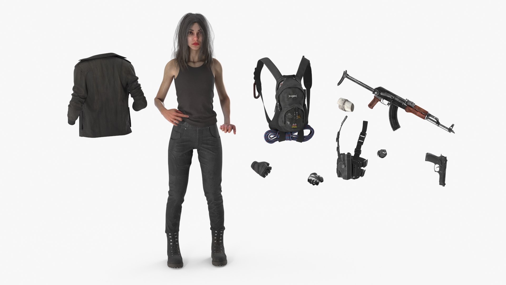 Female Post-Apocalyptic Survivor With Rifle 3D Model - TurboSquid 2354713