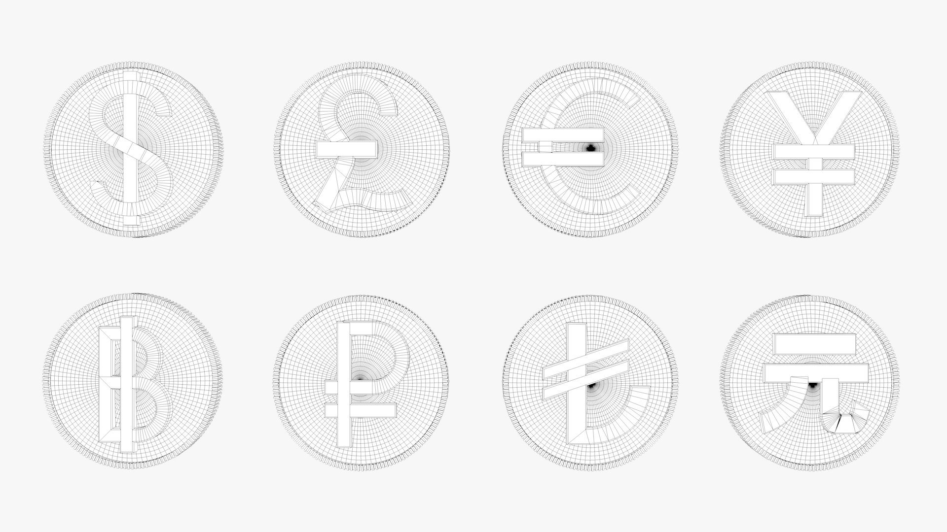 Money Symbol Icon Pack 3D Model - TurboSquid 2073709