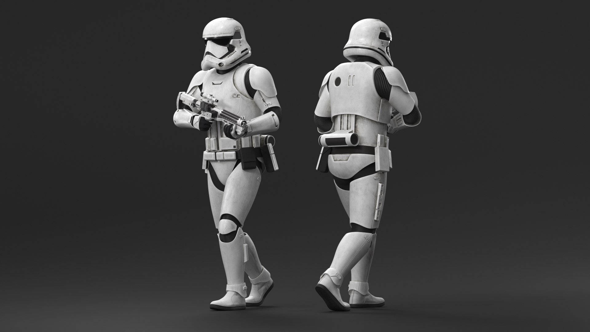 Dirty First Order Stormtrooper With Blaster Walking Pose 3D - TurboSquid 2366122