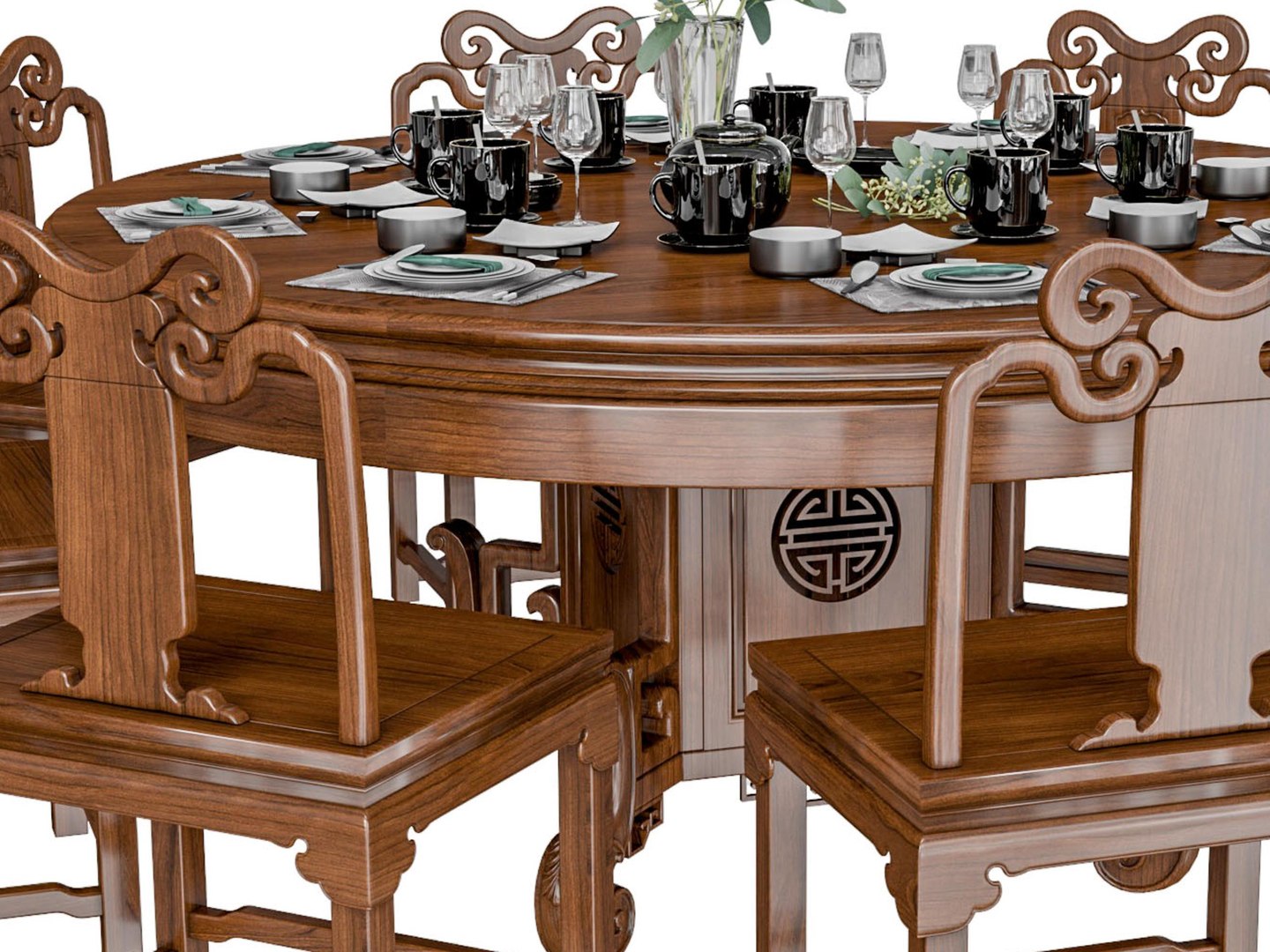 Dining table Chinese and combination 3D model - TurboSquid 2131403