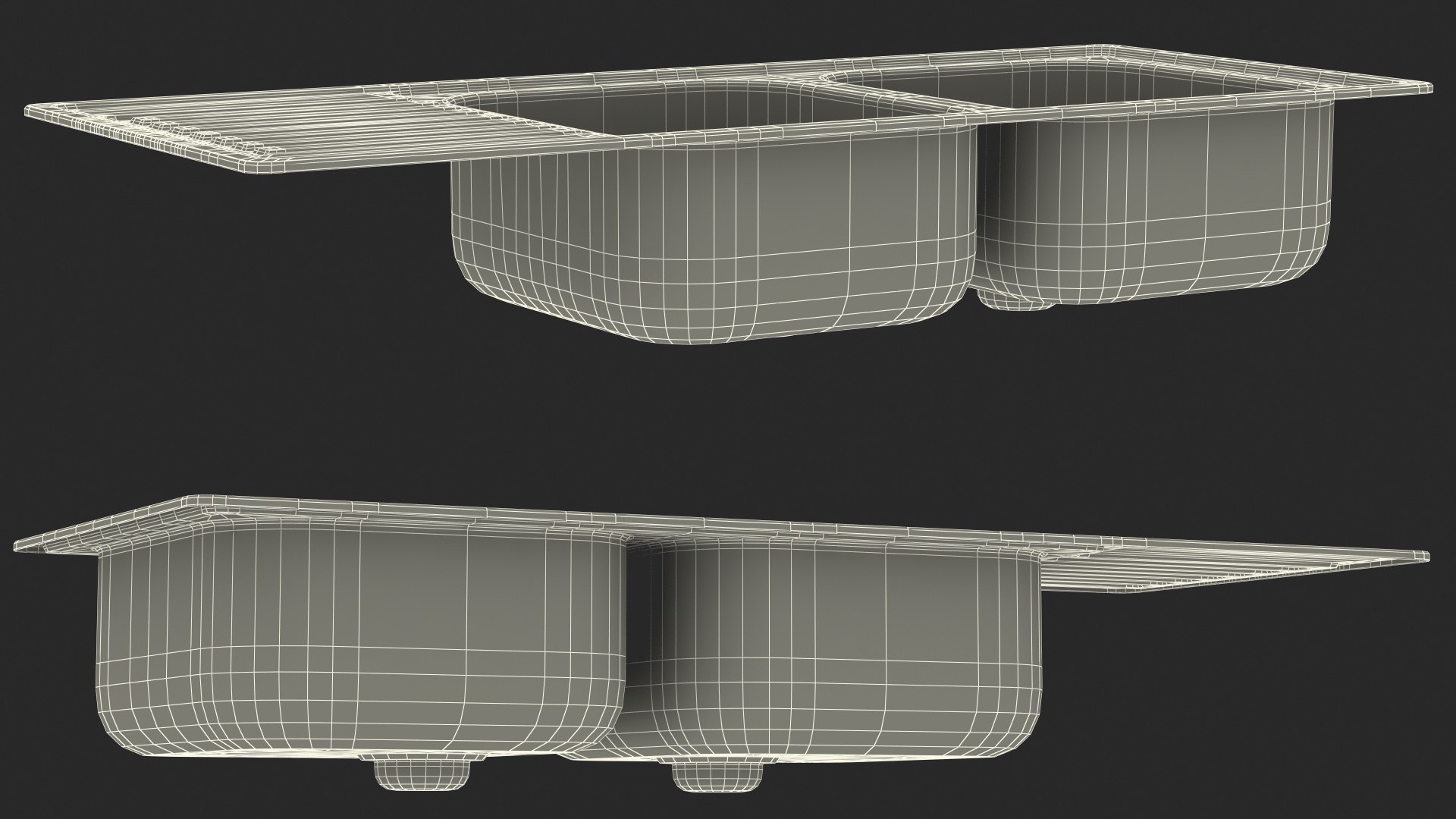 3D Double Bowl Stainless Steel Sink with Drainboard model - TurboSquid ...