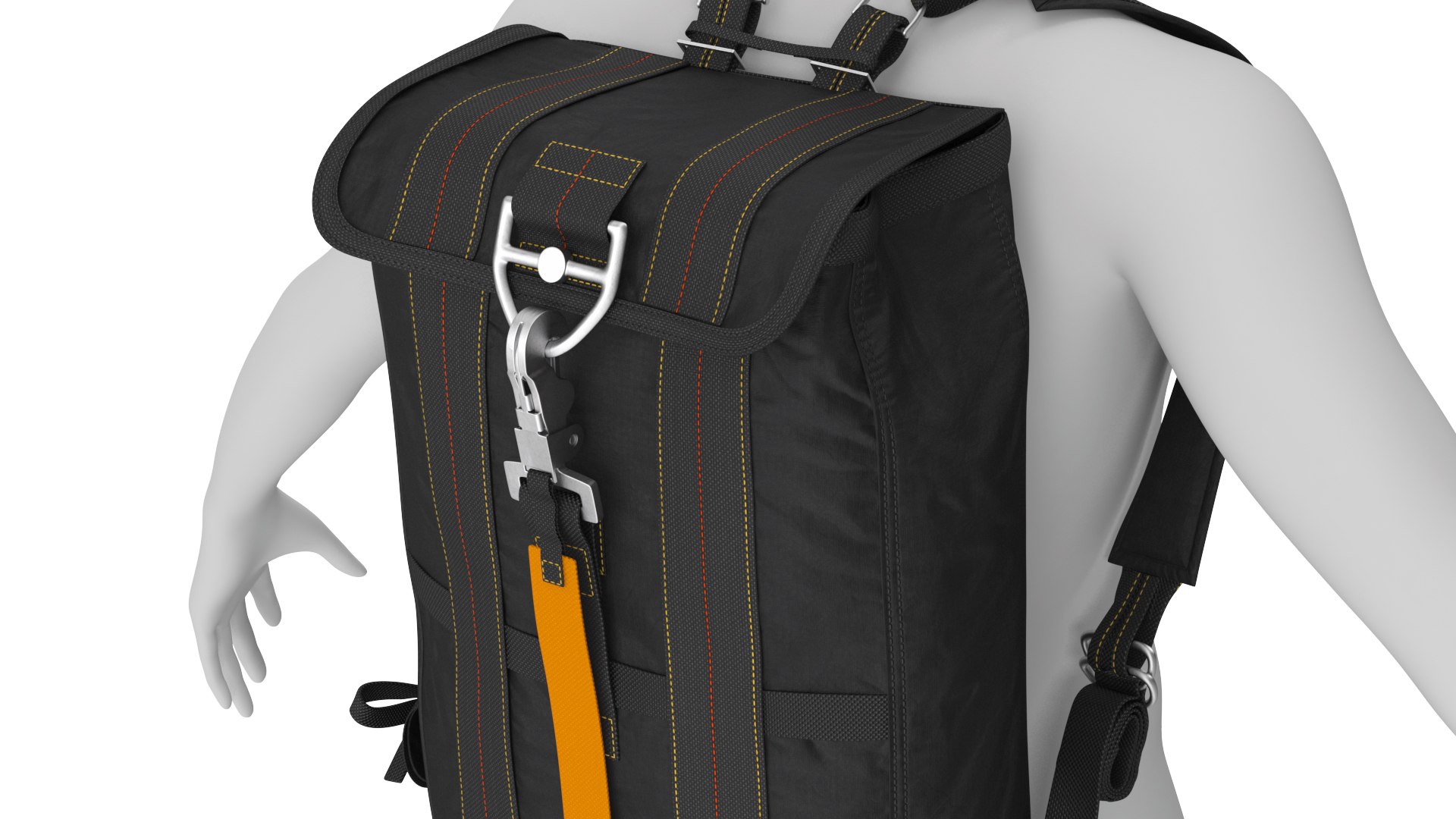 Parachute Flight Backpack Worn Black 3D model - TurboSquid 2084332